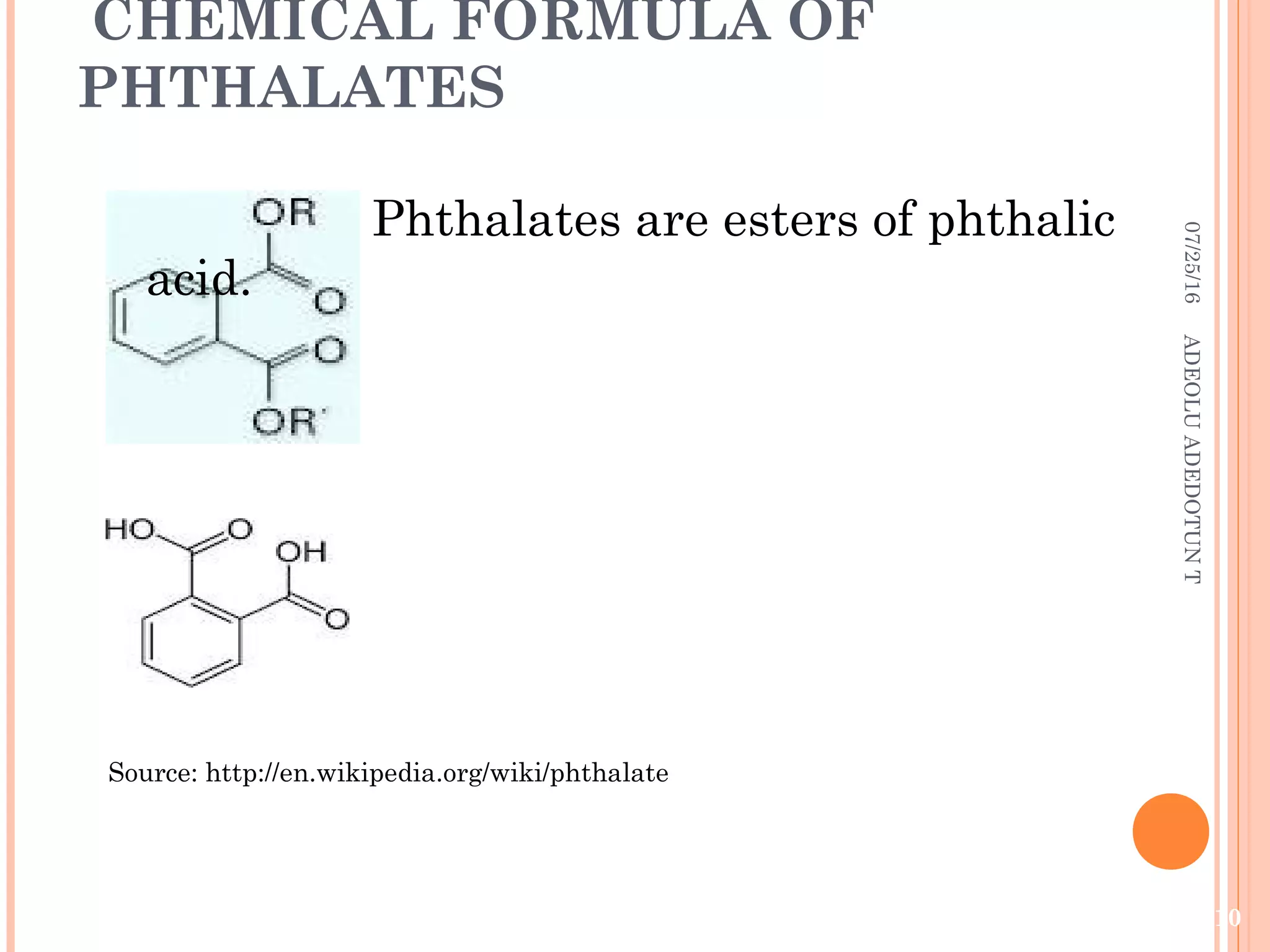 PHTHALATES IN COSMETICS: RISK ON THE HEALTH AND ENVIRONMENT | PPT
