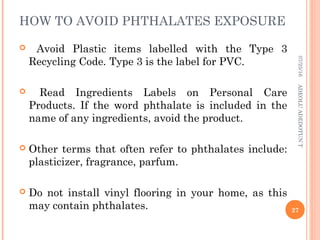 PHTHALATES IN COSMETICS: RISK ON THE HEALTH AND ENVIRONMENT | PPT