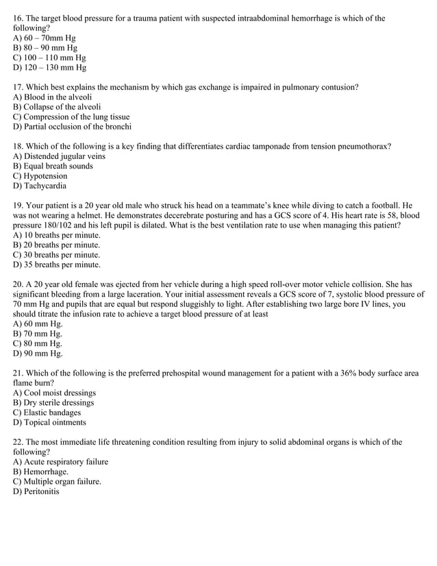 Phtls prep-packet-2-day | PDF | First Aid | Injuries