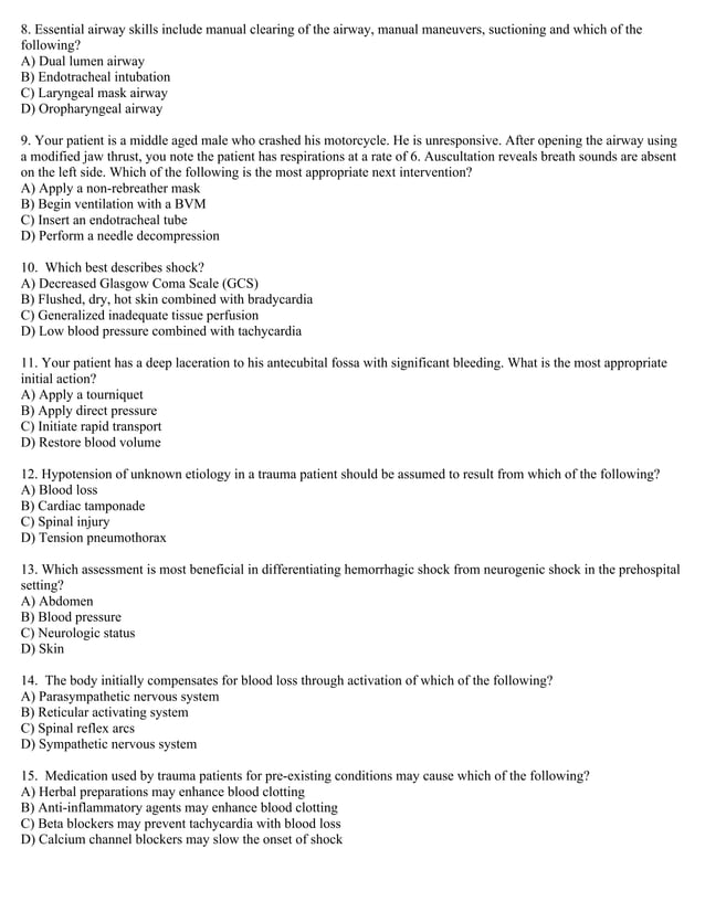 Phtls prep-packet-2-day | PDF | First Aid | Injuries