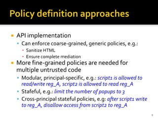 A Two-Tier Sandbox Architecture for Untrusted JavaScript | PPTX