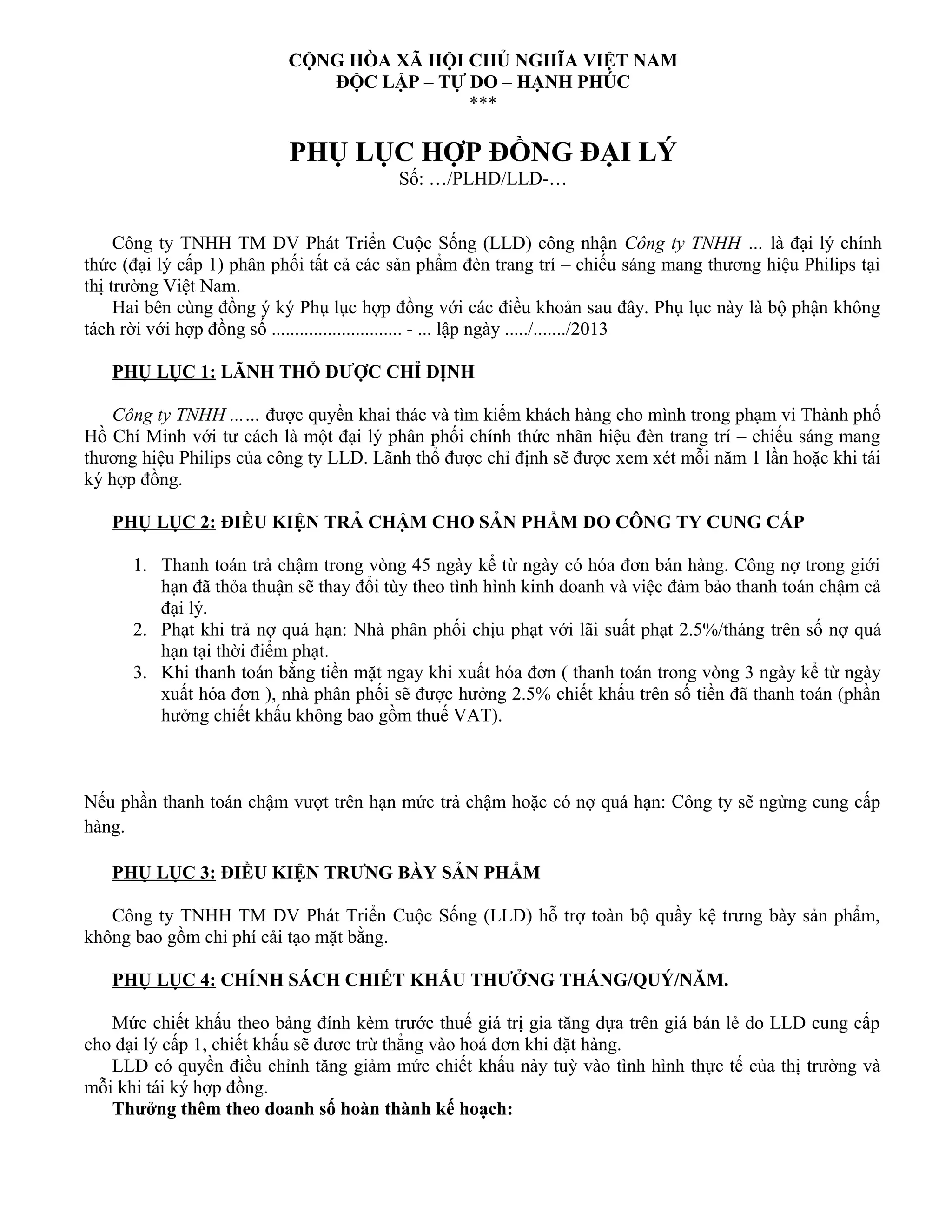 Phu luc hop dong lld | PDF