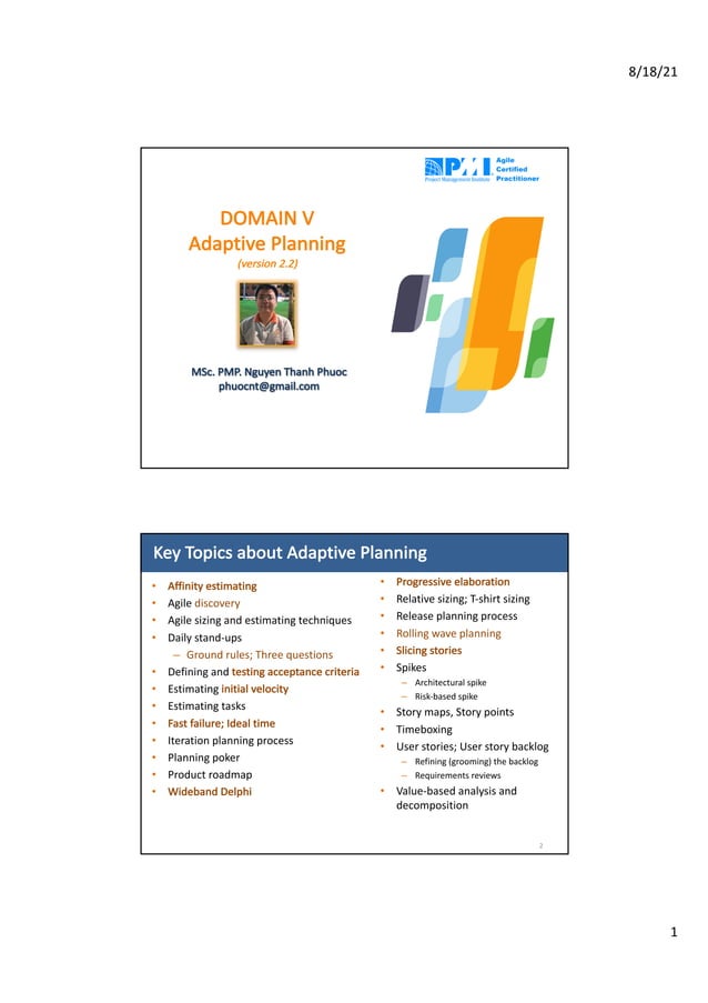 PMI-ACP: Domain 5 - Adaptive planning-v2.2_lite_2_78_pages | PDF | Technology & Computing