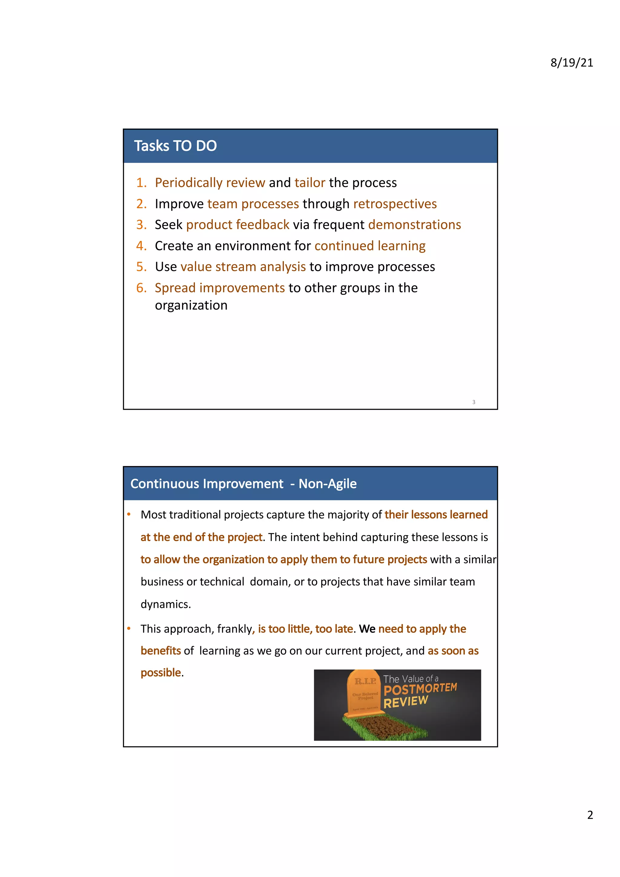 PMI-ACP: Domain 7 Continuous improvement-v2.2_lite_2 | PDF