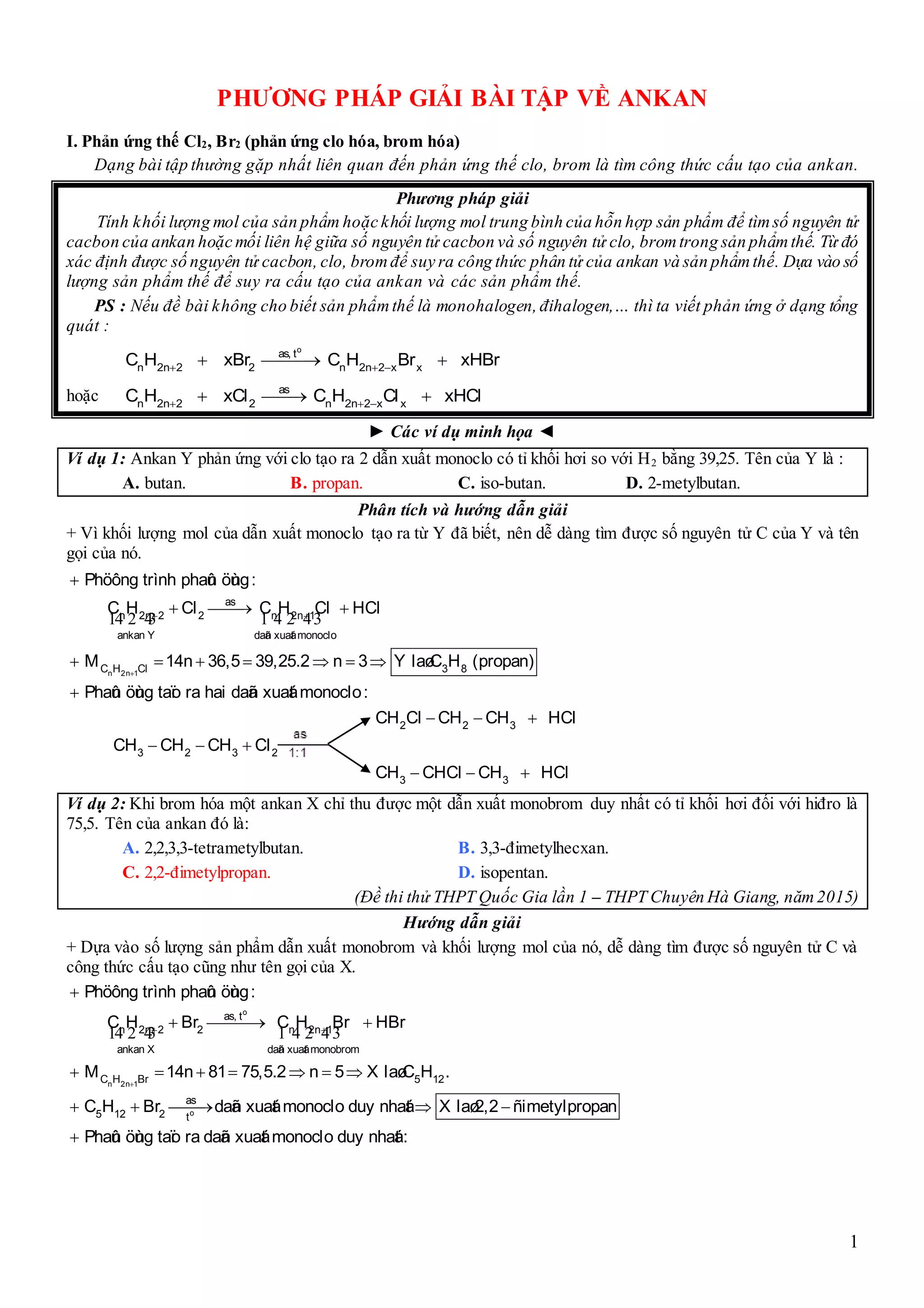 PHƯƠNG PHÁP GIẢI BÀI TẬP VỀ ANKAN - Chuyên đề Ankan 2020 | DOCX