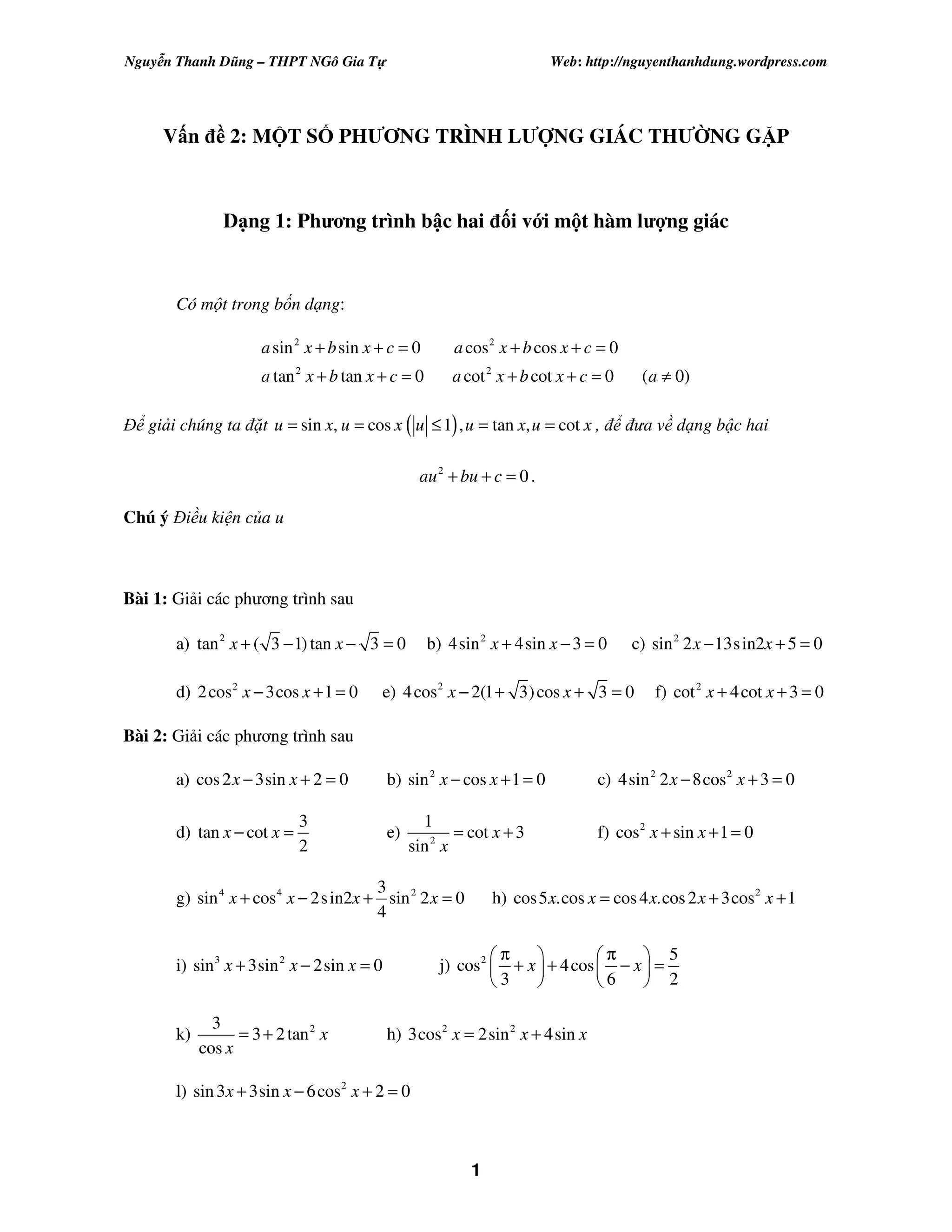 Phuong trinh-luong-giac-thuong-gap | PDF