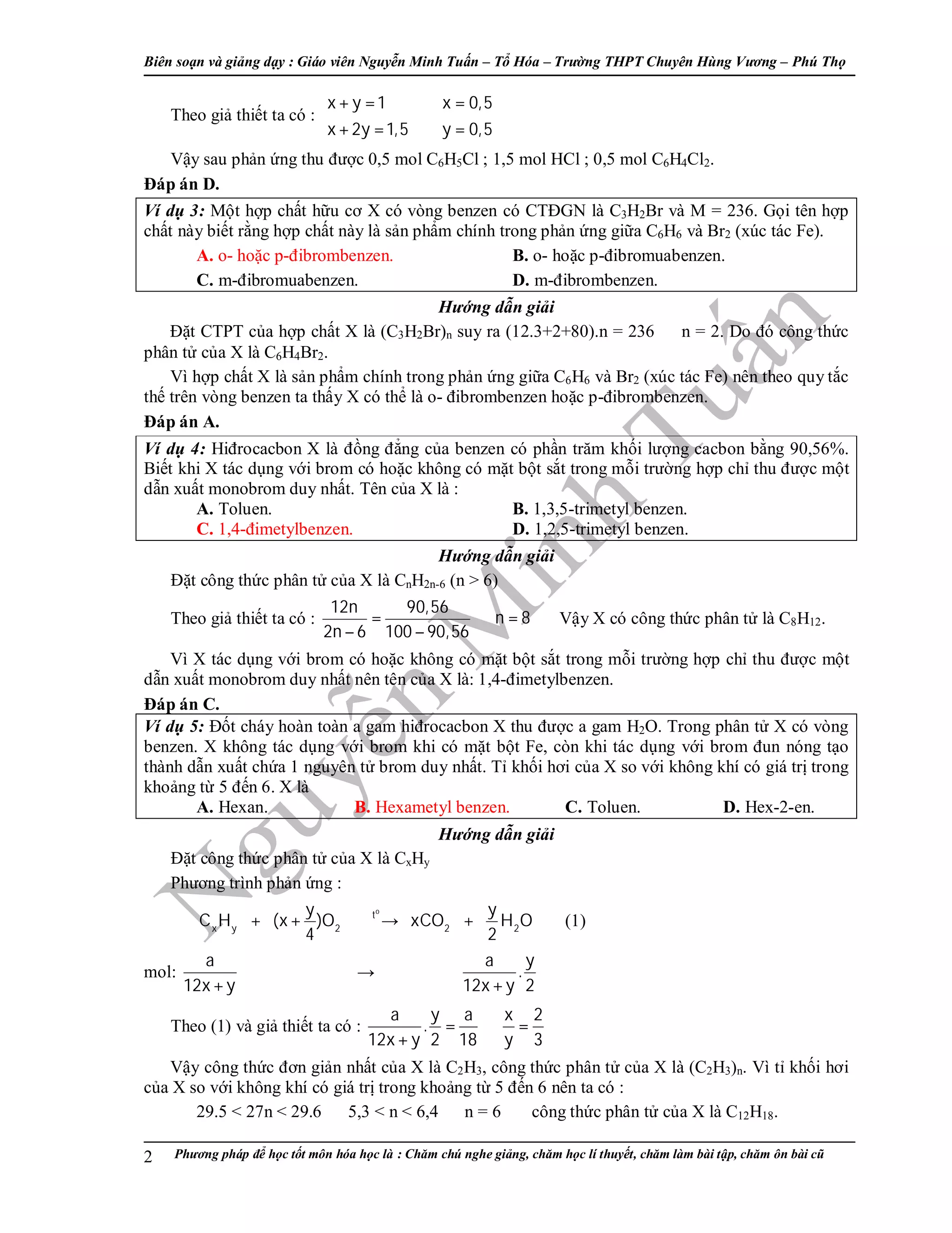 Phuong phap giai bai tap ve hidrocacbon thom | PDF