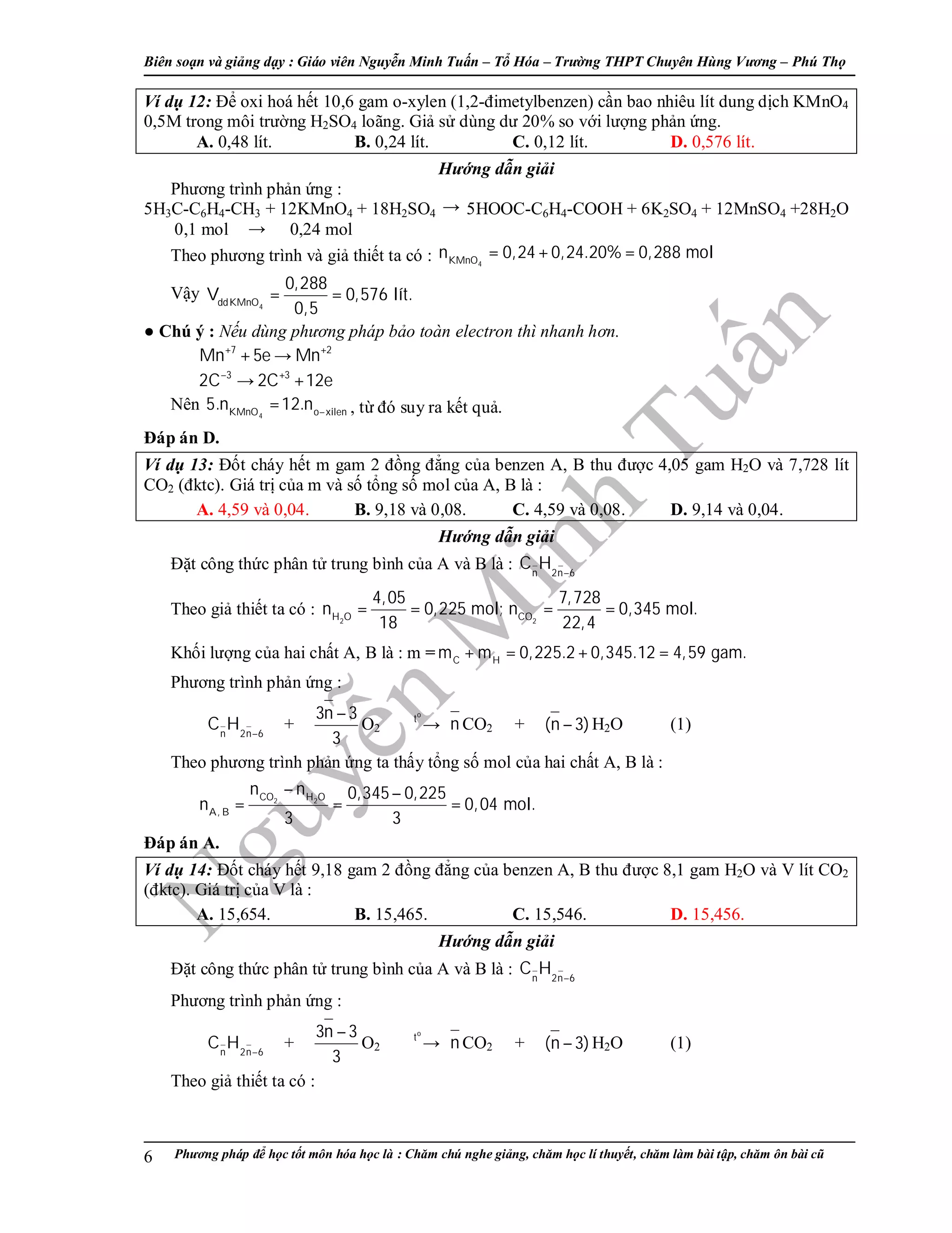 Phuong phap giai bai tap ve hidrocacbon thom | PDF