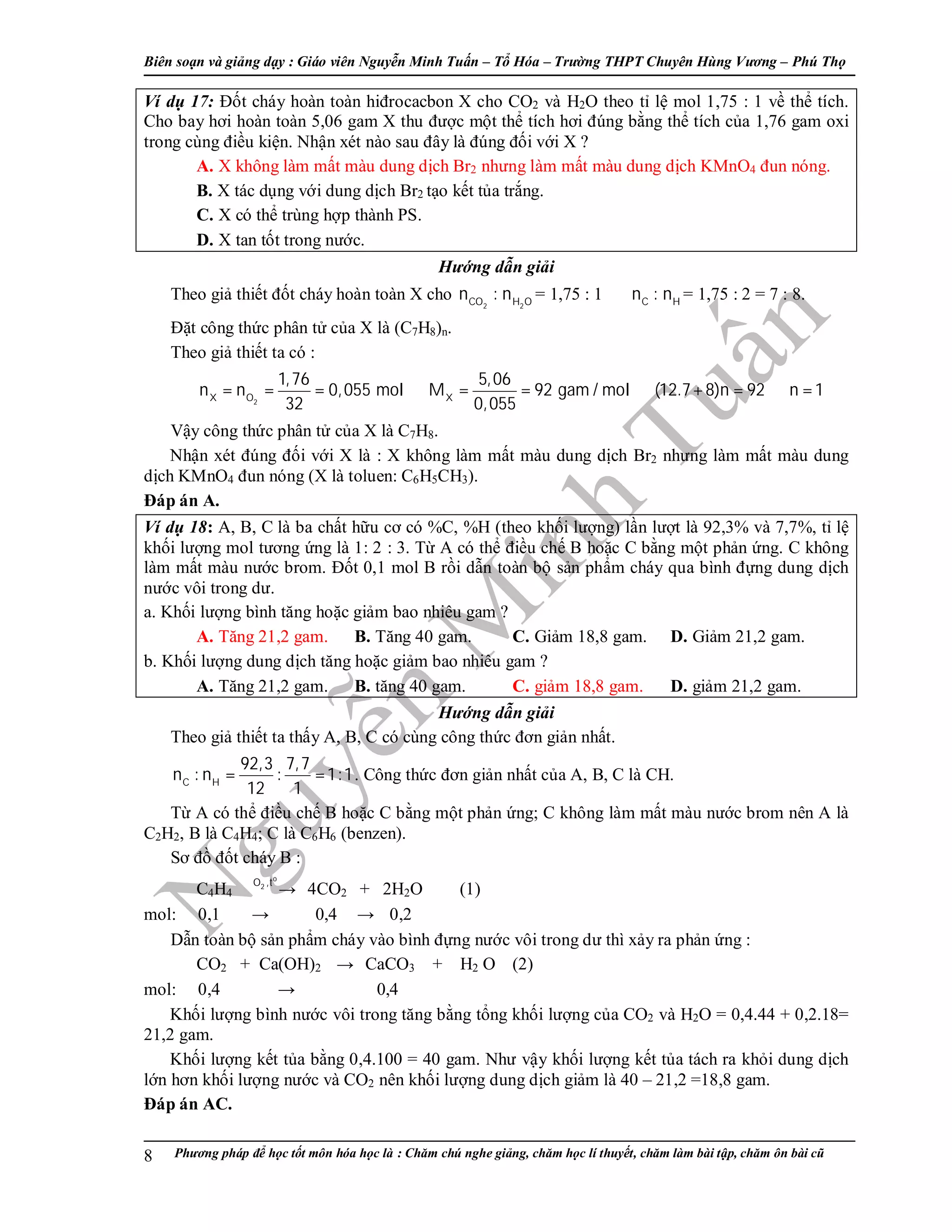 Phuong phap giai bai tap ve hidrocacbon thom | PDF