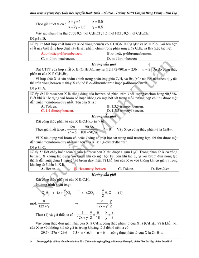 Phuong phap giai bai tap ve hidrocacbon thom | PDF