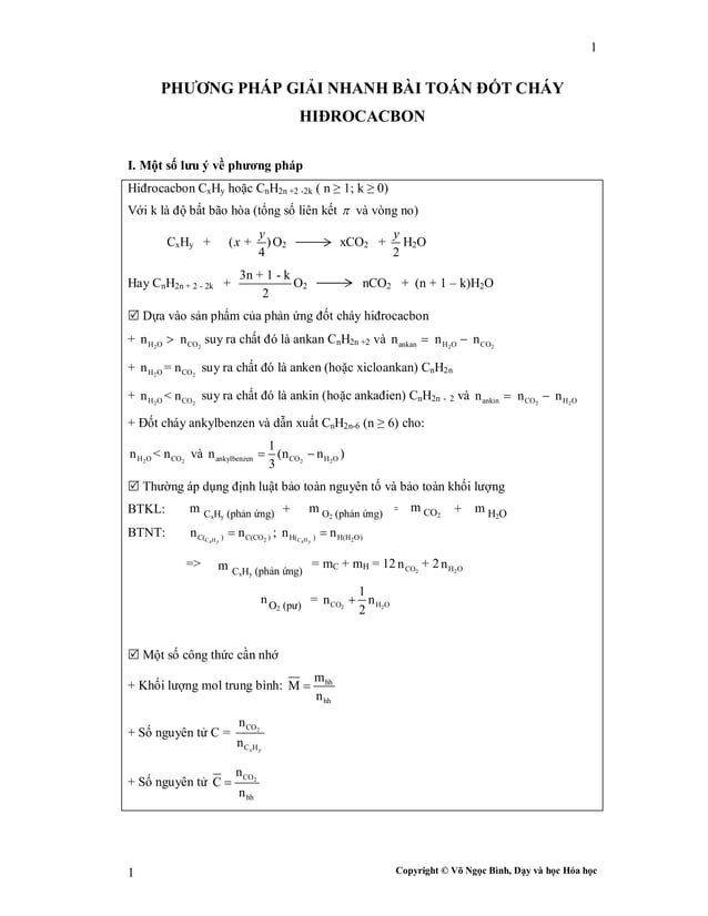 Phuong phap giai nhanh toan hydrocacbon | PDF