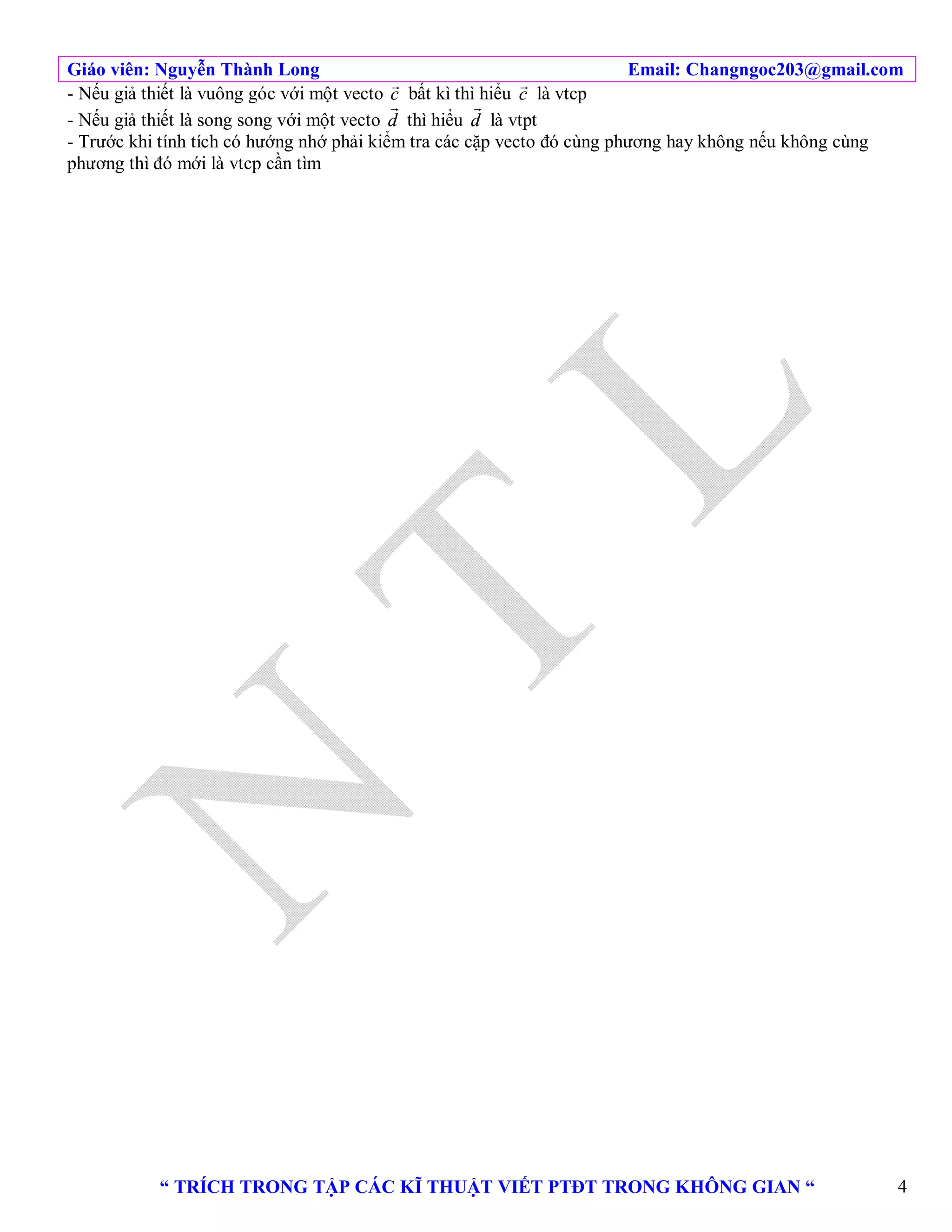 Phuong trinh duong thang trong khong gian | PDF