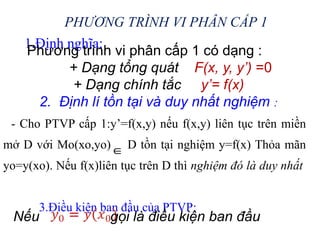 Dai cuong ve Phuong trinh vi phan Cap 1.pptx