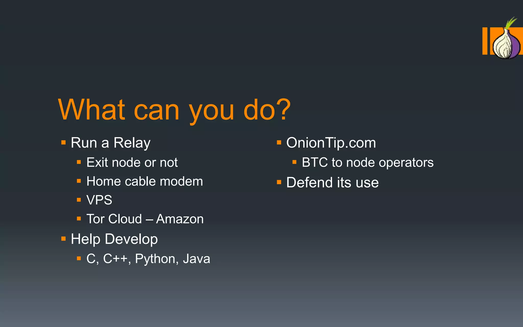 Tor: How it works to keep you safe online. PhutureCon 2014 | PPTX | Computer Networking | Computing