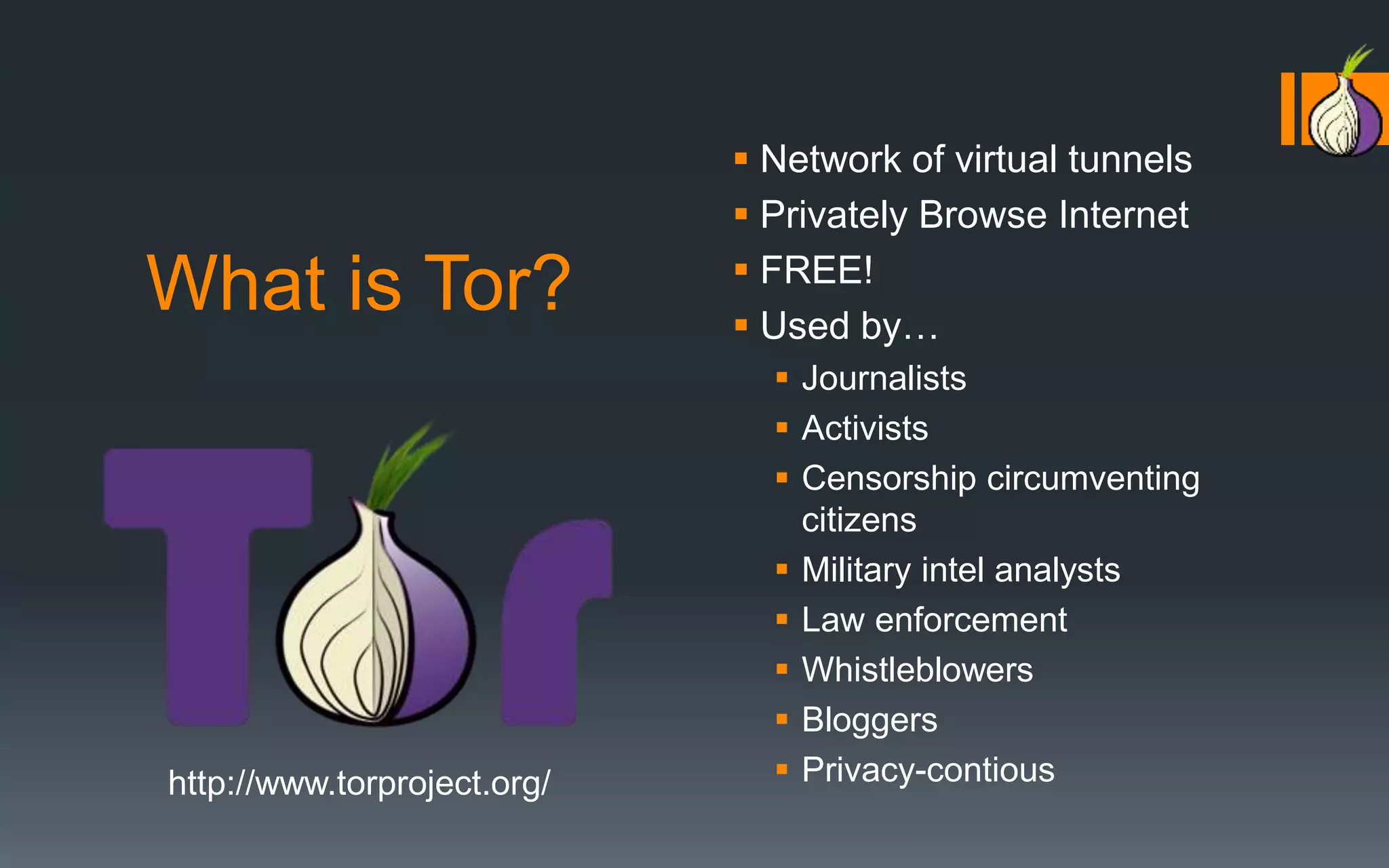Tor: How it works to keep you safe online. PhutureCon 2014 | PPTX | Computer Networking | Computing