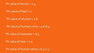 P h value- a long chart on different ph. values | PPTX