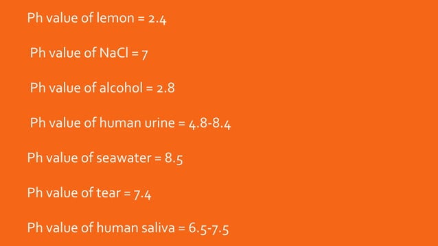 P h value- a long chart on different ph. values | PPTX