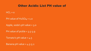 P h value- a long chart on different ph. values | PPTX