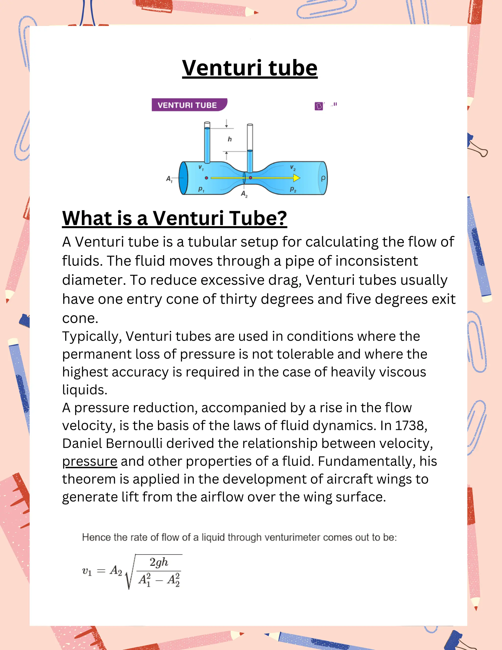 class 11 physics project on bernoulli's principle | PDF
