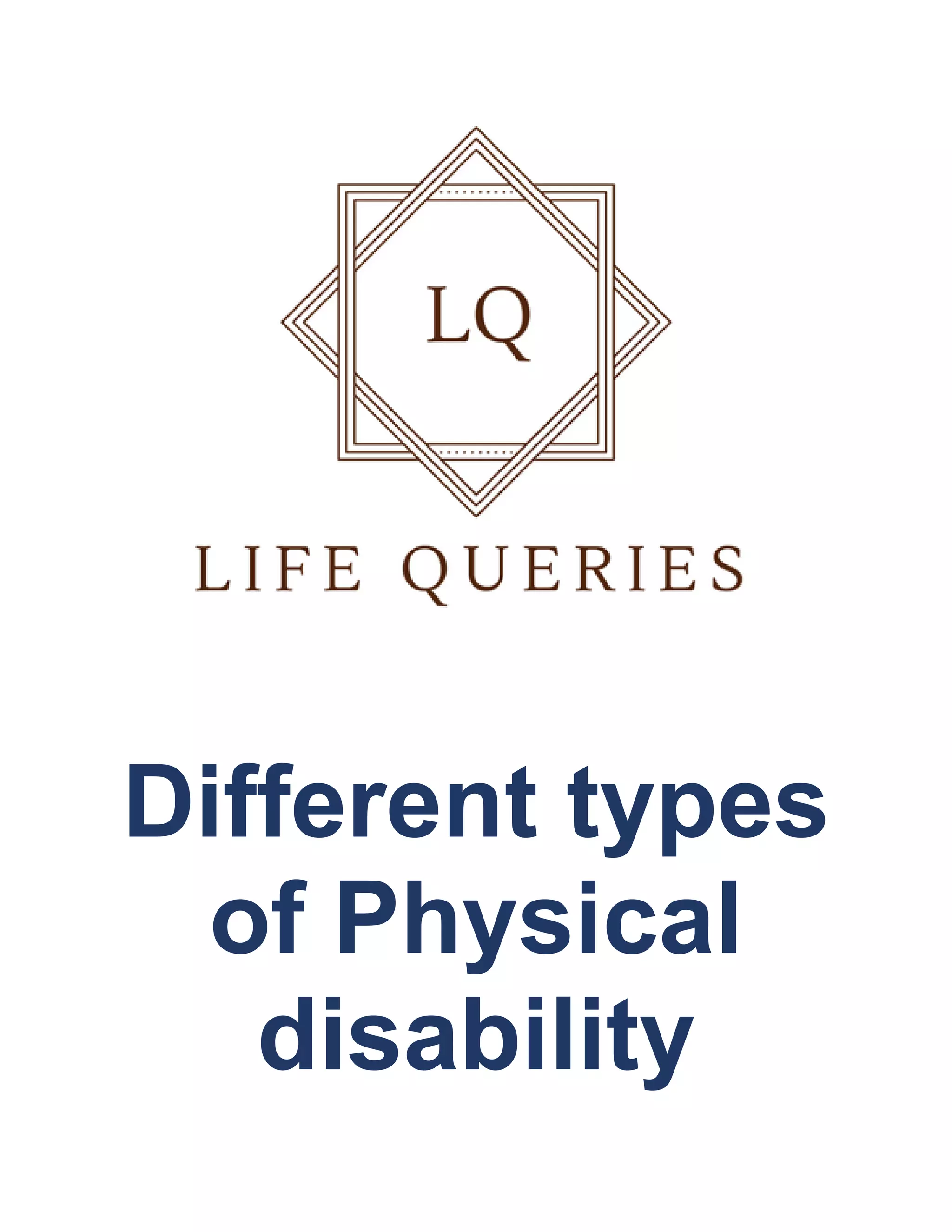 Different types of Physical disability | PDF