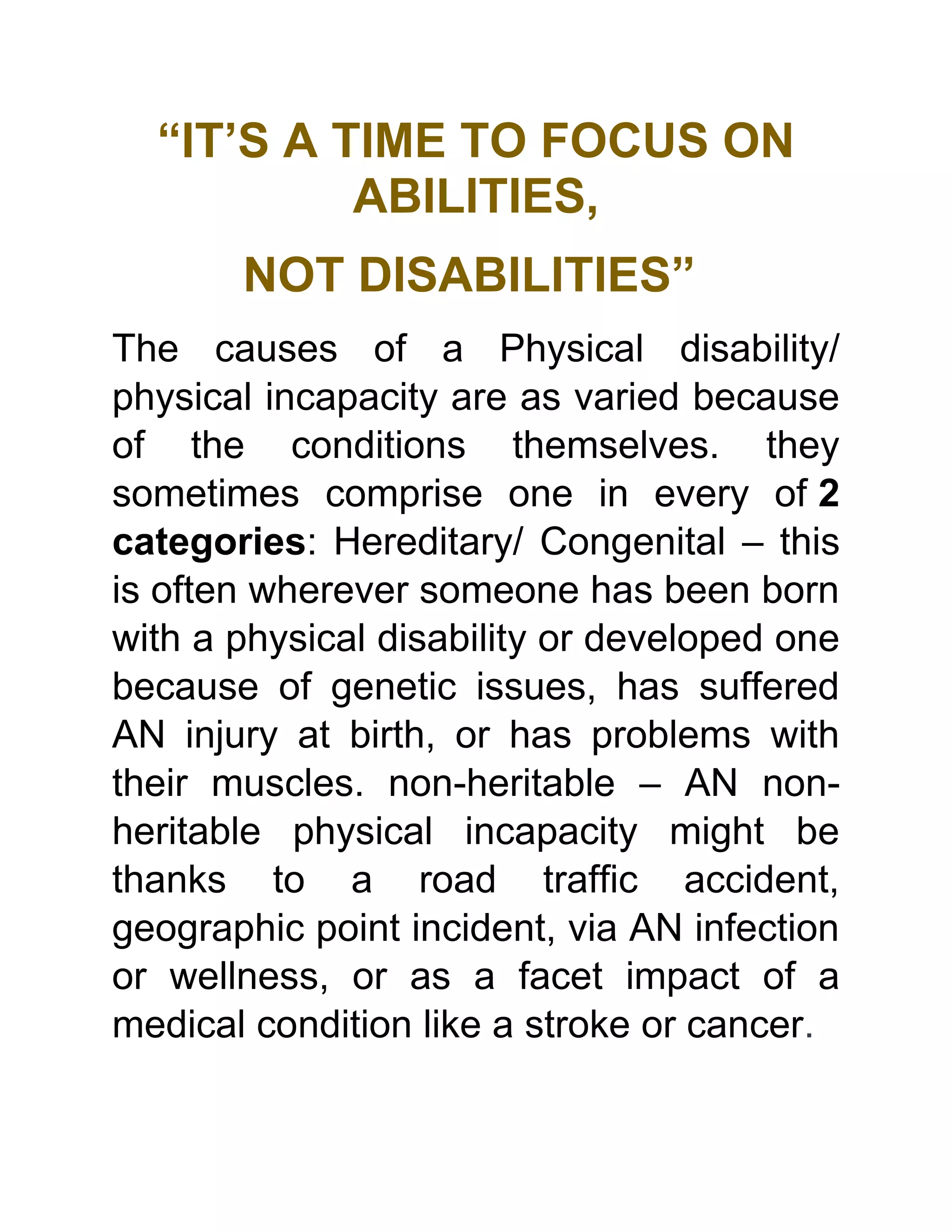 Different types of Physical disability | PDF