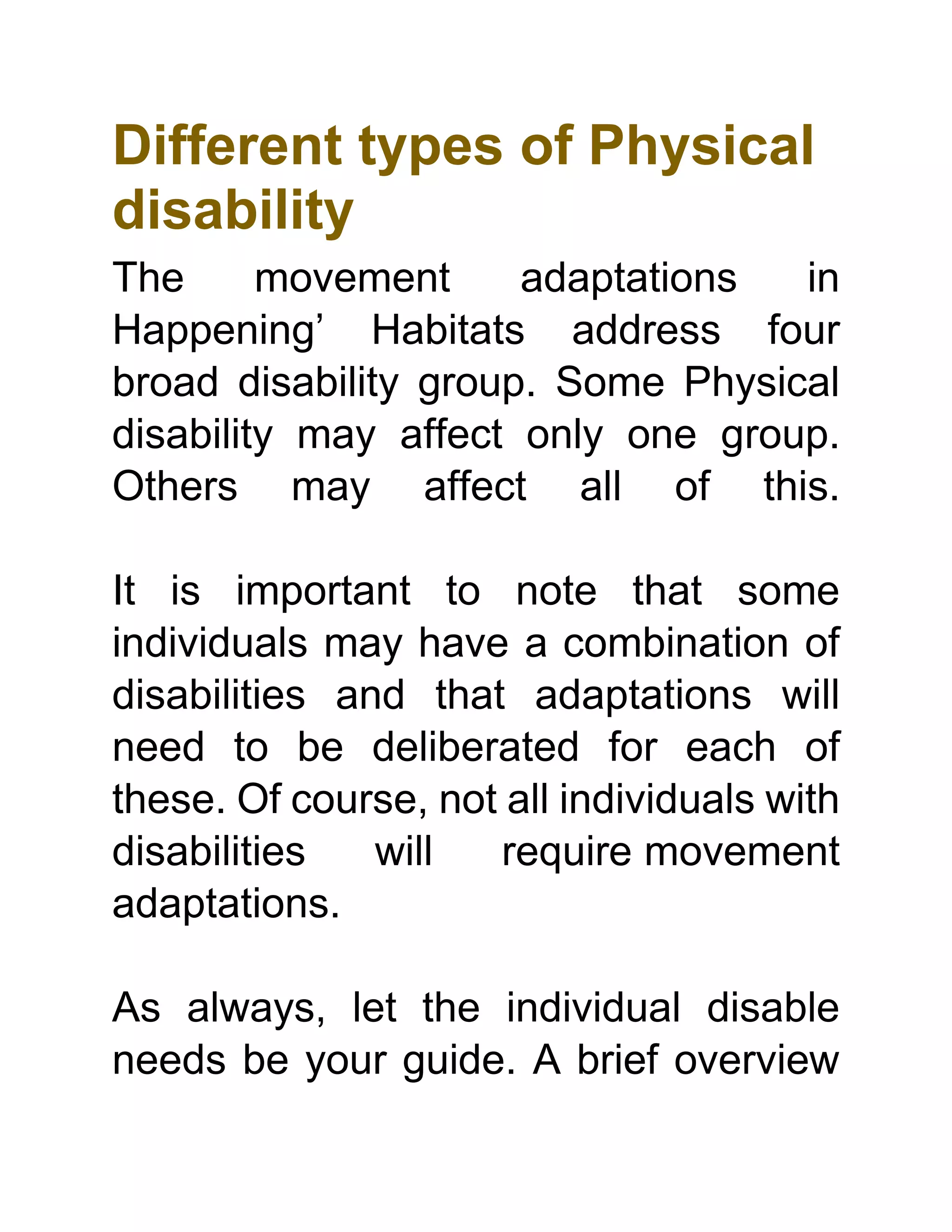 Different types of Physical disability | PDF