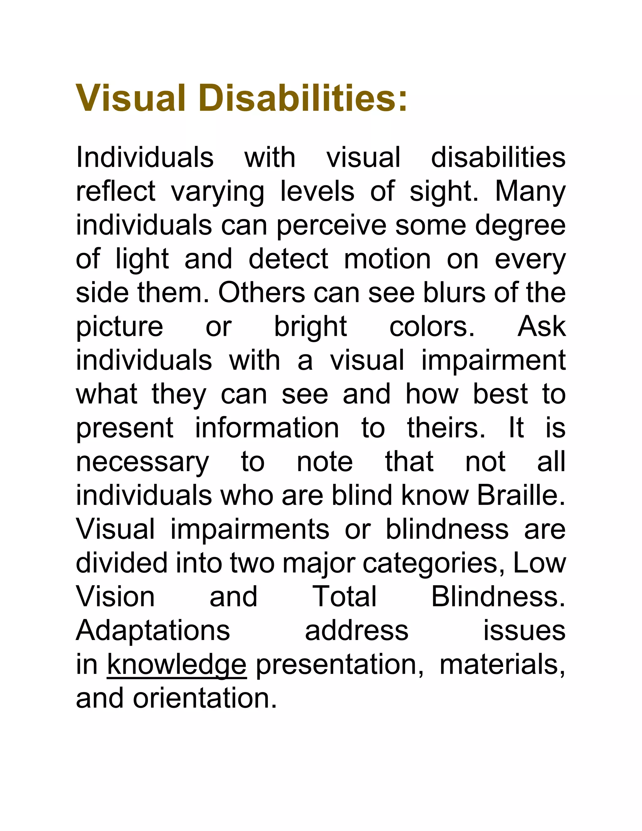 Different types of Physical disability | PDF