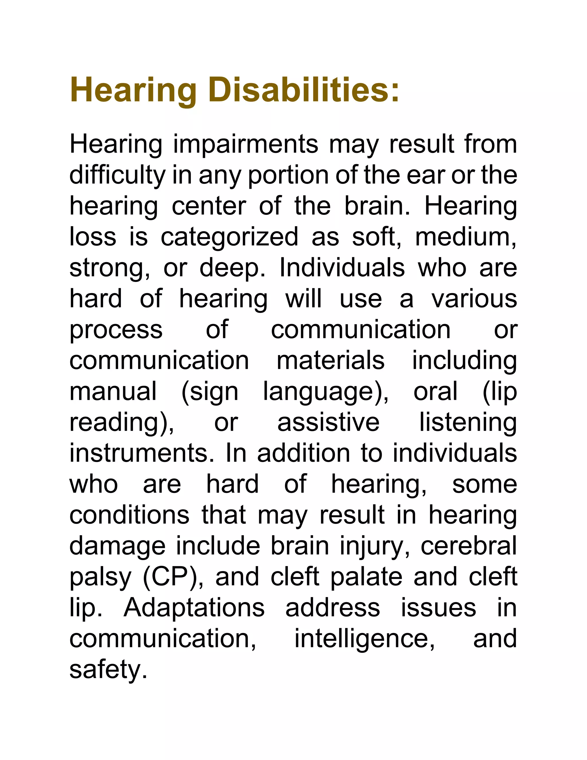 Different types of Physical disability | PDF