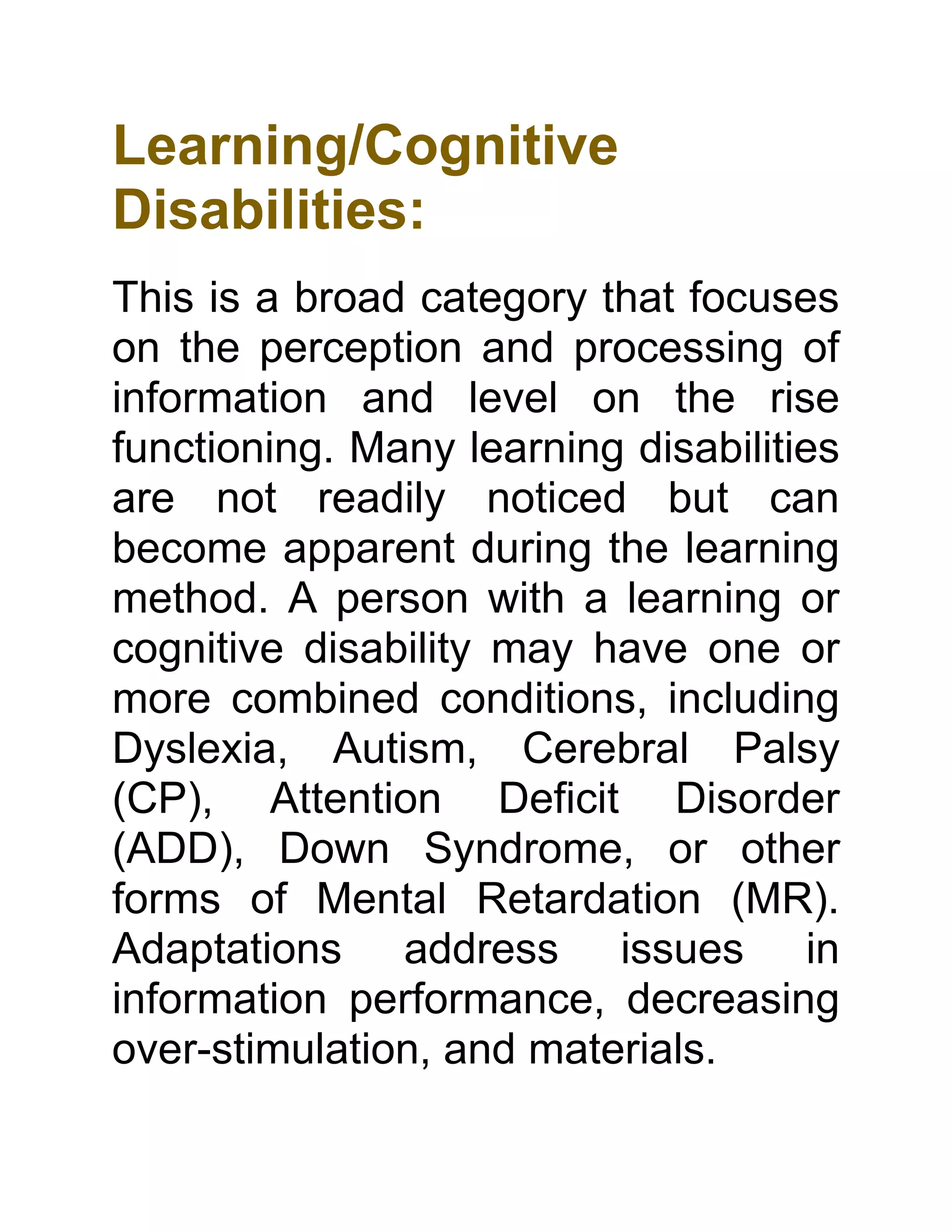 Different types of Physical disability | PDF