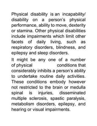 Different types of Physical disability | PDF