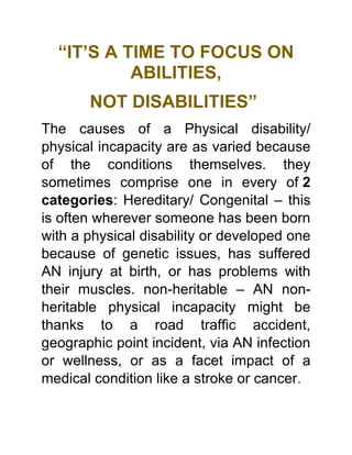 Different types of Physical disability