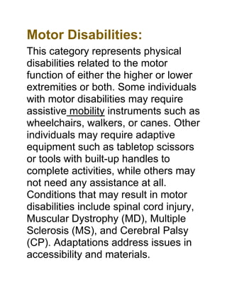 Different types of Physical disability | PDF