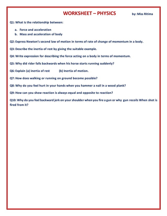 worksheet - motion | DOCX | Physics | Science