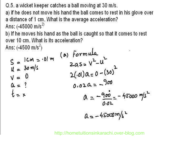 Physics Numerical Problem, Metric Physics, Kinematic Problems Karachi ...