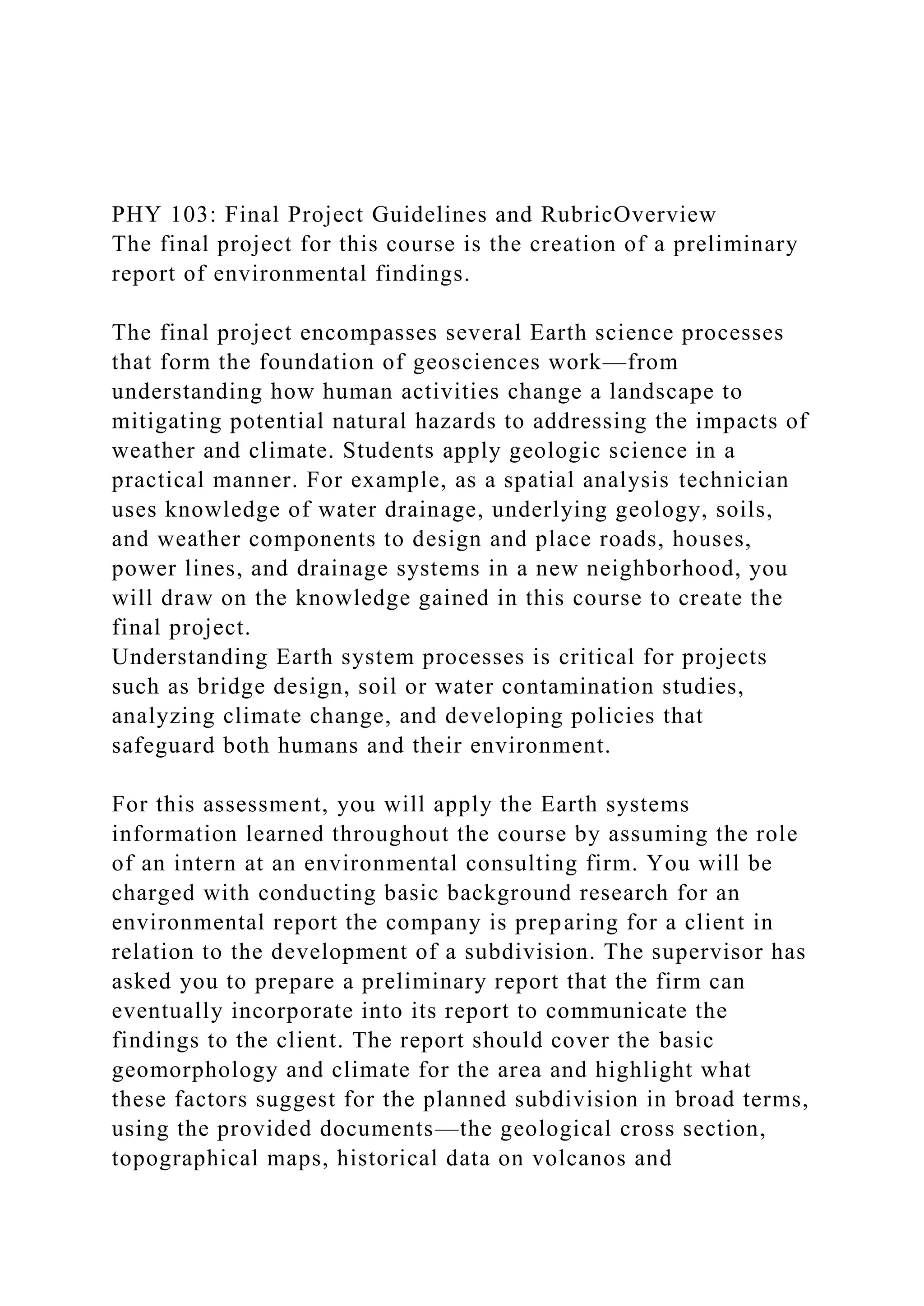 PHY 103 Final Project Guidelines and RubricOverviewThe final .docx