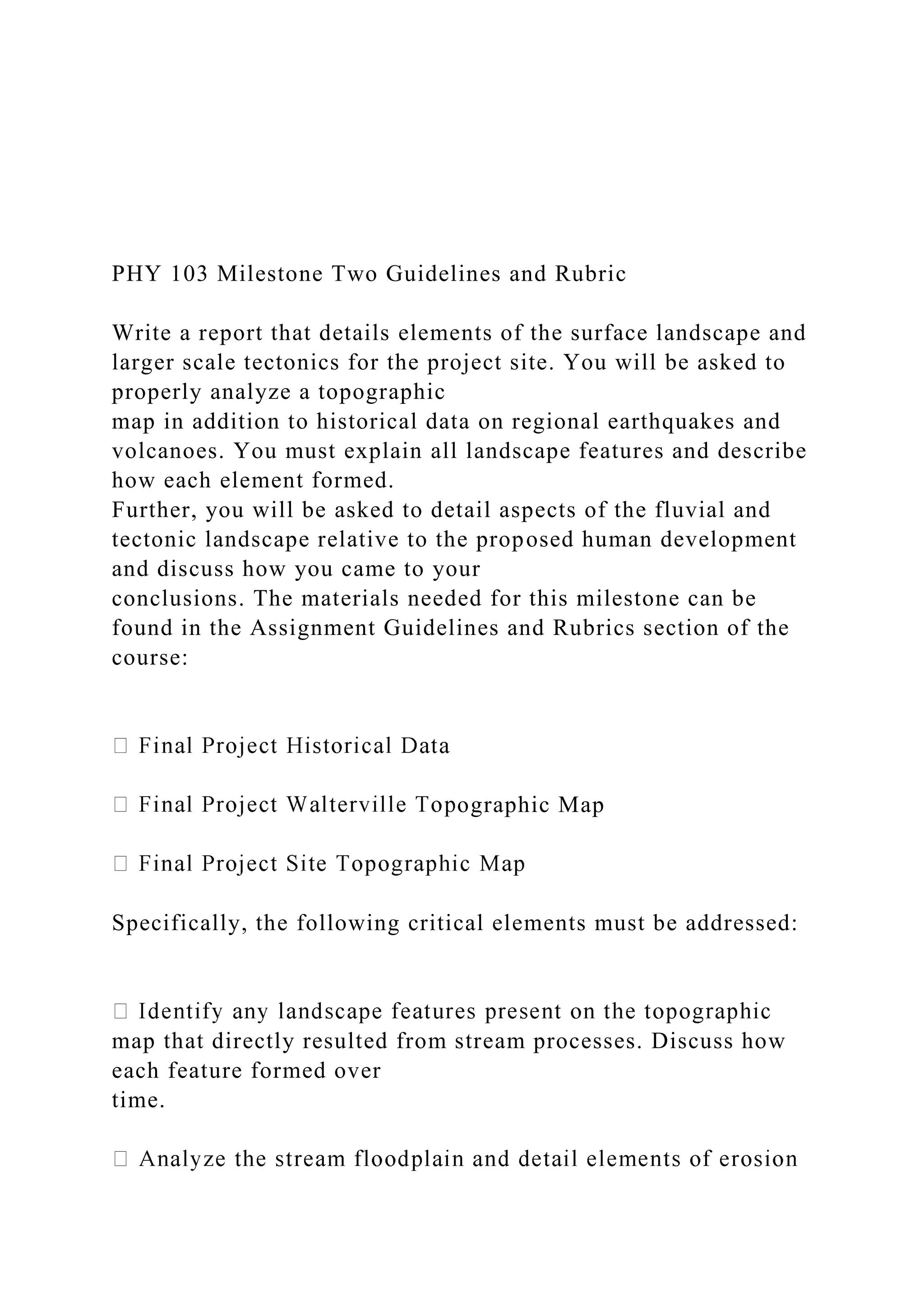 PHY 103 Milestone Two Guidelines and Rubric Write a re.docx