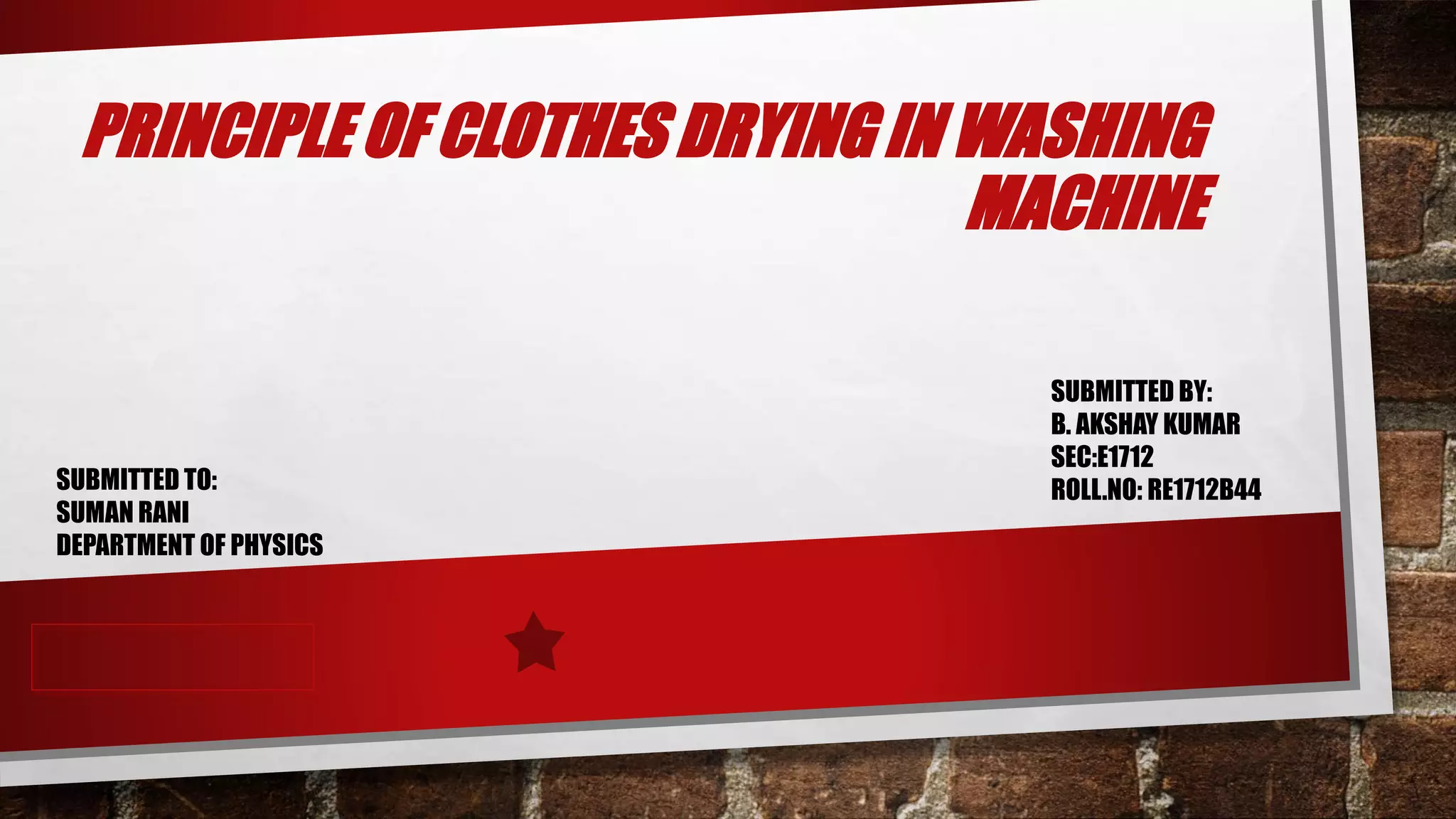 Principle of clothes drying in washing machine | PPTX