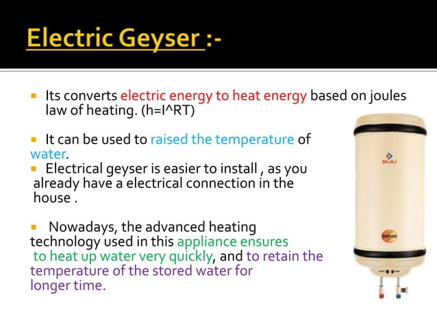 Water Heating in Electric Geyser. | PPTX