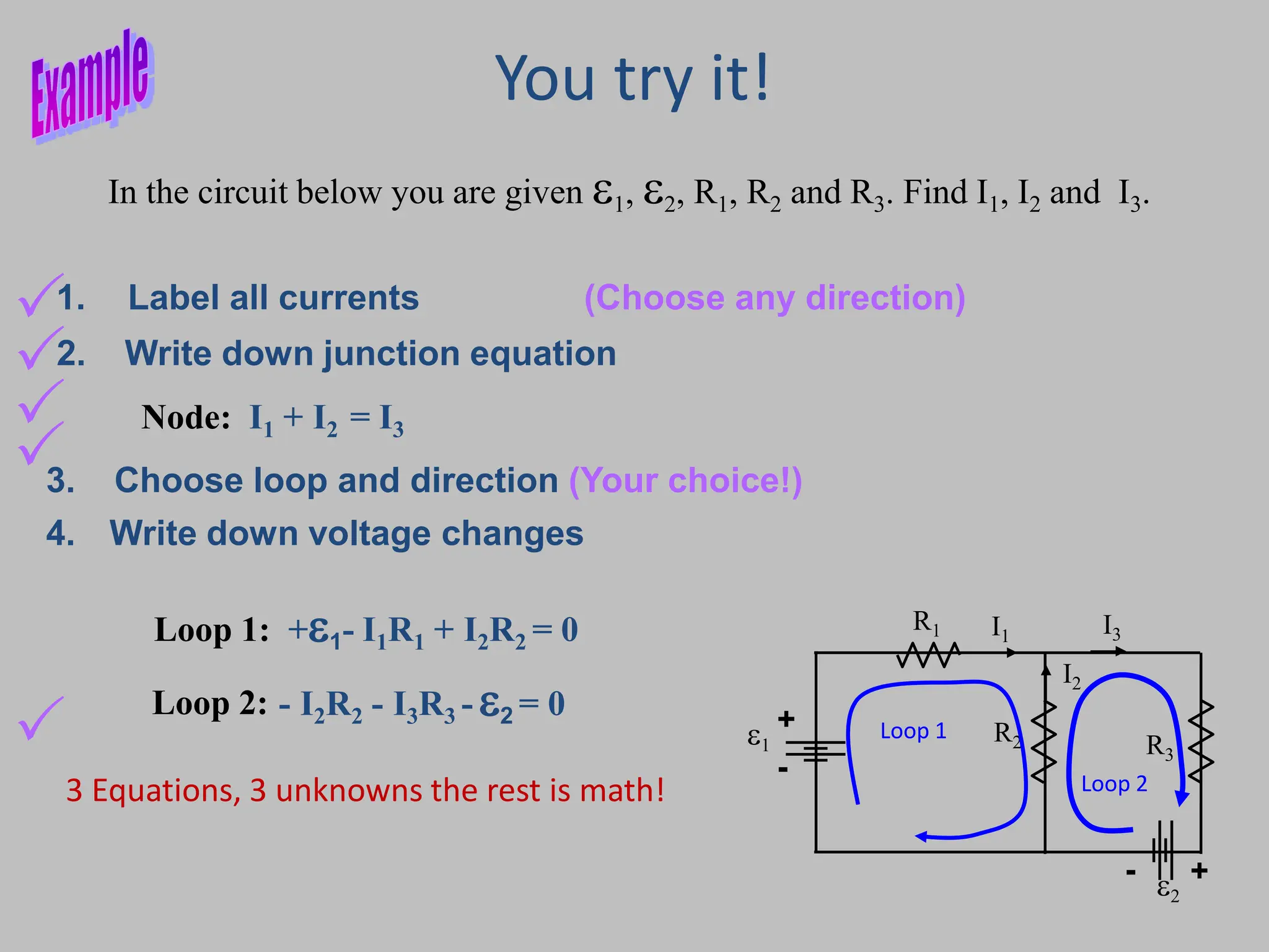 phy1161_10_kirchhoffcurrent/voltagelaw loop rule and junction rule-1.ppt | Physics | Science