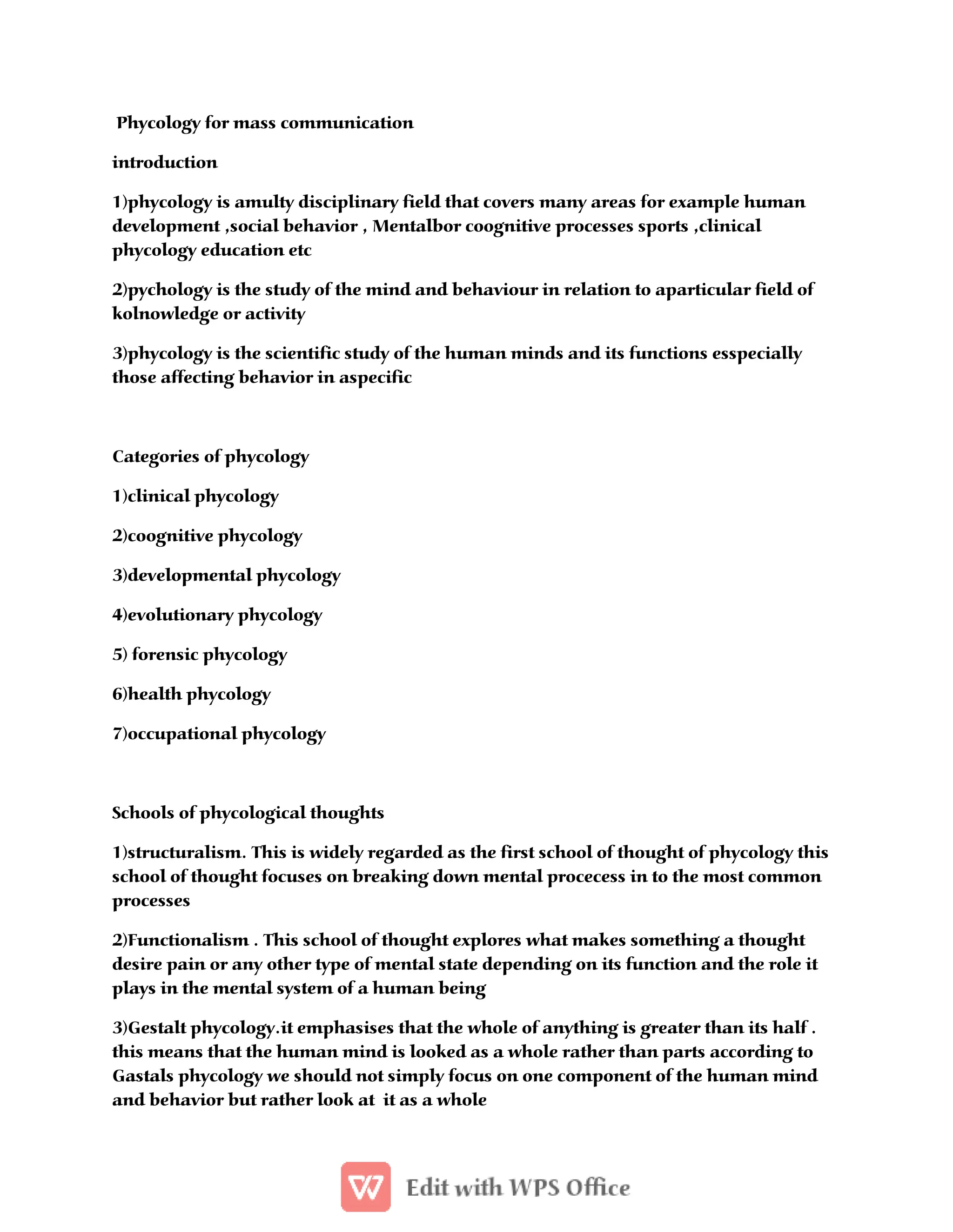 Introduction to psychology for mass communication | PDF