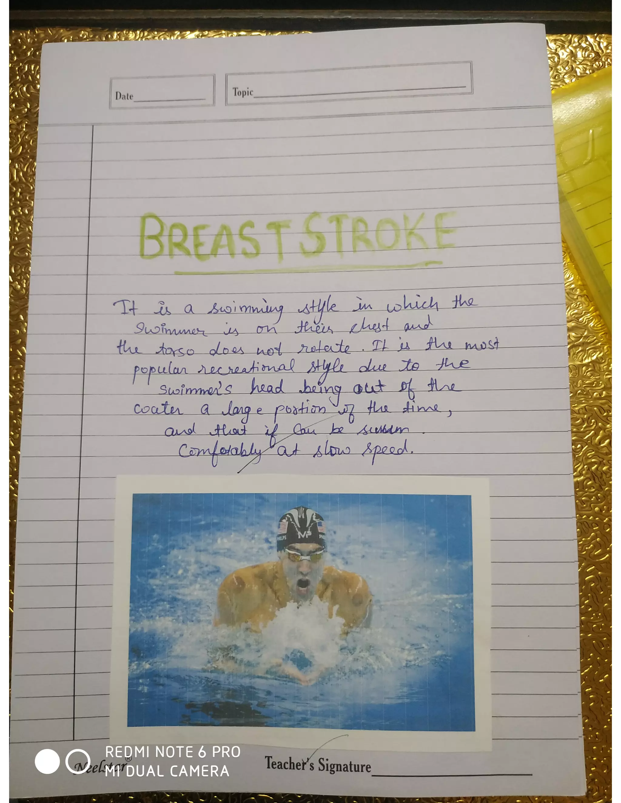 Physical education project on swimming | PDF