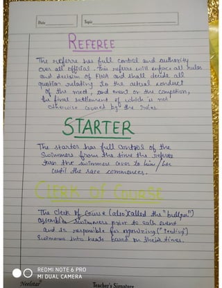 Physical education project on swimming | PDF