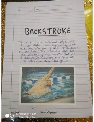 Physical education project on swimming | PDF