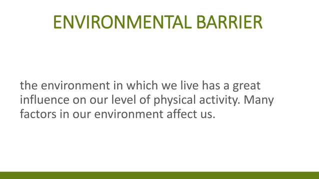 BARRIERS TO PHYSICAL ACTIVITY.pptx | Fitness and Exercise | Healthy Living