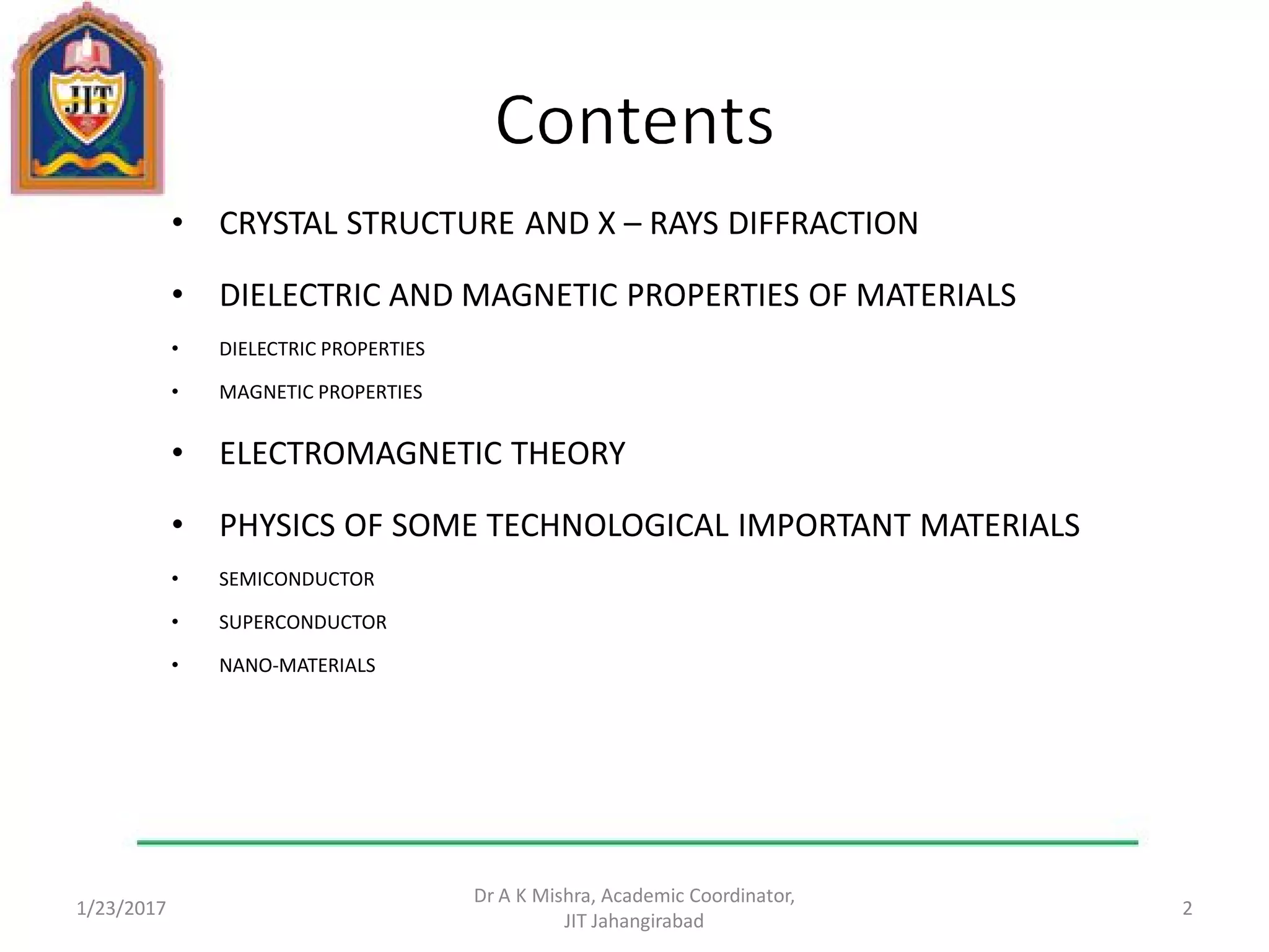 CRYSTAL STRUCTURE AND X – RAYS DIFFRACTION | PPT