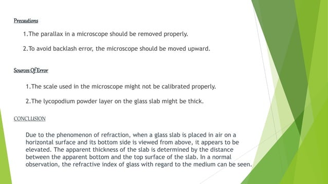 Refractive index of liquids using travelling microscope | PPTX | Physics | Science