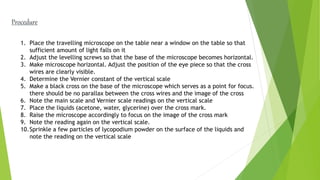 Refractive index of liquids using travelling microscope | PPT