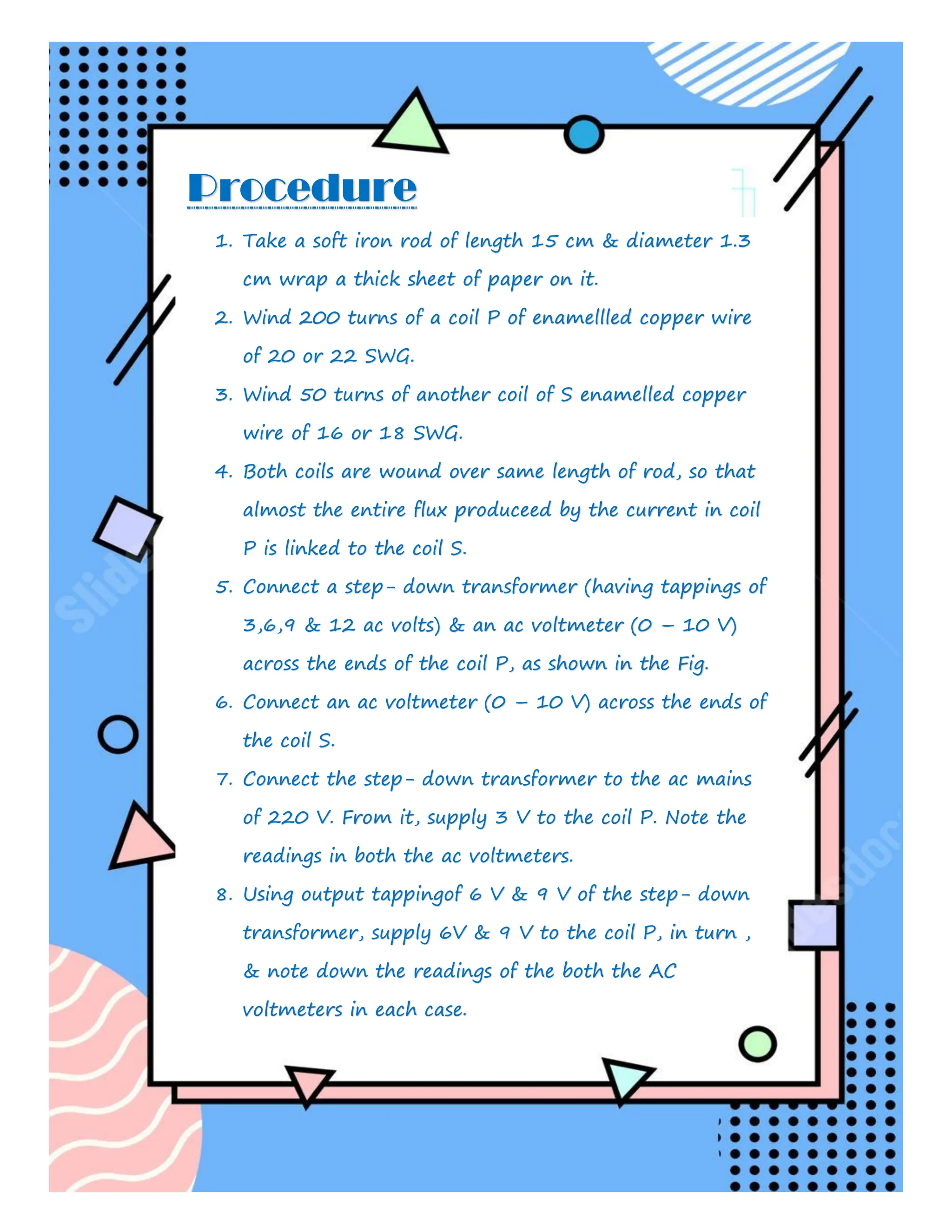 Physics Investigatory Project on transformers. Class 12th | PDF