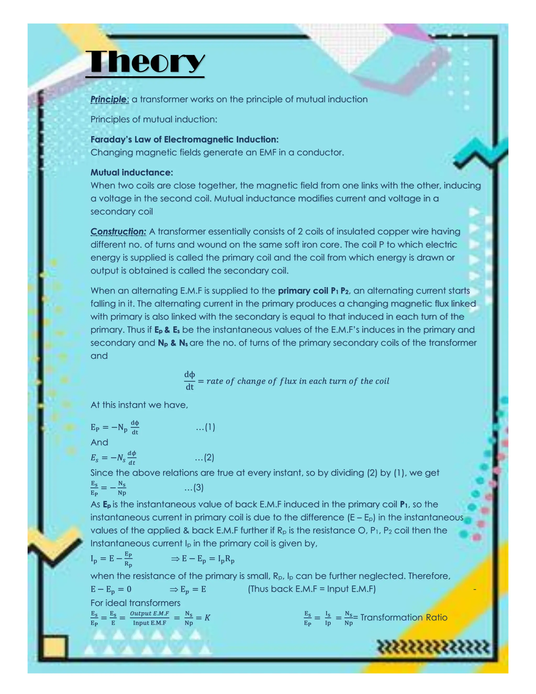 Physics Investigatory Project on transformers. Class 12th | PDF