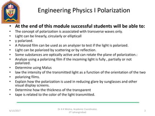 Phy i unit iv ppt polarization | PPT